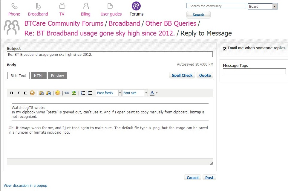 BT Broadband usage allowance estimate. - BT Community
