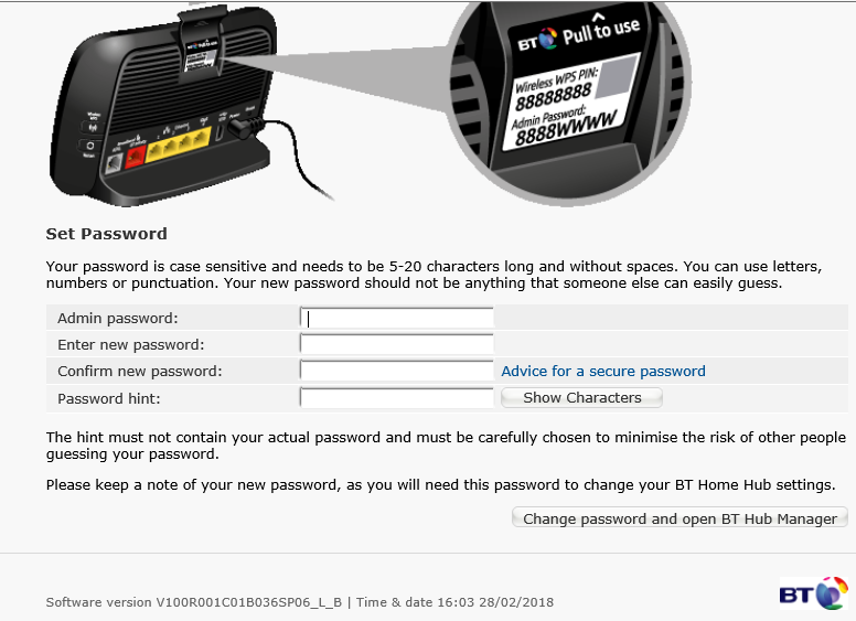 Problems trying to change a Hub3 password - BT Community